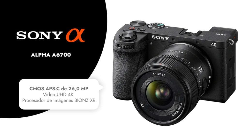 CÁMARA SONY ALPHA A6700, APS-C, SIN ESPEJO, VIDEO 4K - TIENDA ESTILO