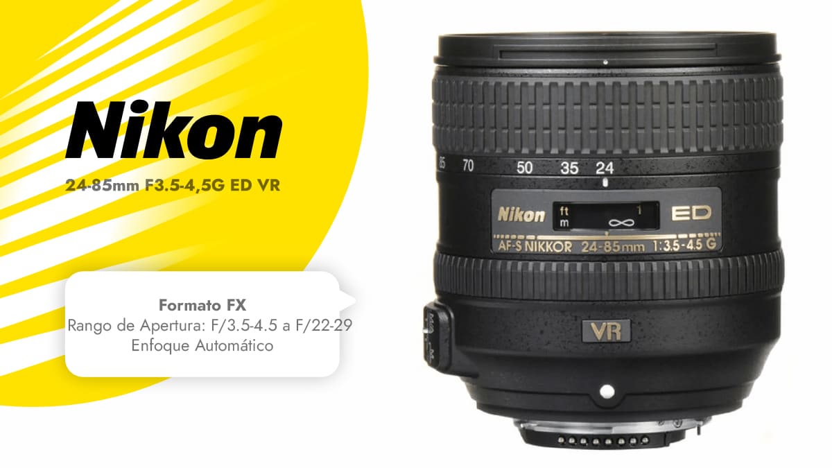 LENTE NIKON AF-S NIKKOR 24-85mm F3.5-4,5G ED VR - TIENDA ESTILO